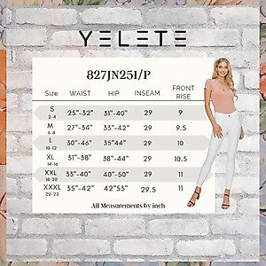 YELETE Women's Basic Five Pocket Stretch Jegging Tights Pants, White, Medium
