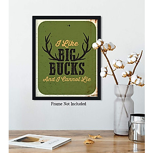 Govivo I Like Big Bucks And I Cannot Lie - Wall Decor Art Print with a green background - 8x10 unframed artwork printed on photograph paper