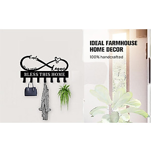 Personalized Infinite Heart Metal Hooks Custom Heart Metal Hooks Key Rack Personalized Key Holder for Wall Custom Name Key Hooks Key Holder for Wall Handmade Anniversary Wedding Gifts