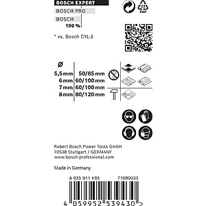 Bosch Professional 4X Expert CYL-9 MultiConstruction Drill Bit Set (Ø 5,5-8 mm, Accessories Rotary Impact Drill)