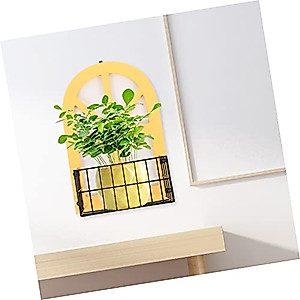 HOMSFOU Holder Design Storage Caddy Bin Wall Bathroom Wire Pot Shampoo Kitchen Home Versatile Hanging Action Farmhouse Rack Shelves Yellow Iron Simple Shelf Floating Multi-functional
