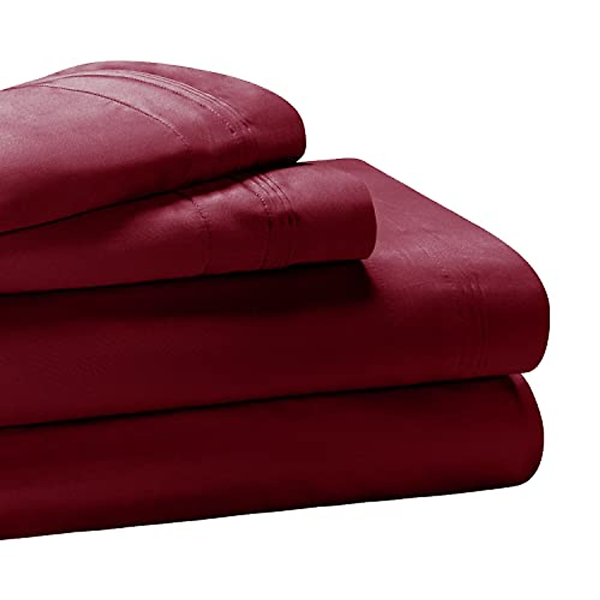 SUPERIOR Egyptian Cotton, 650 Thread Count Solid, Deep Pocket Sheet Set, King, Burgundy, 4-Piece Set