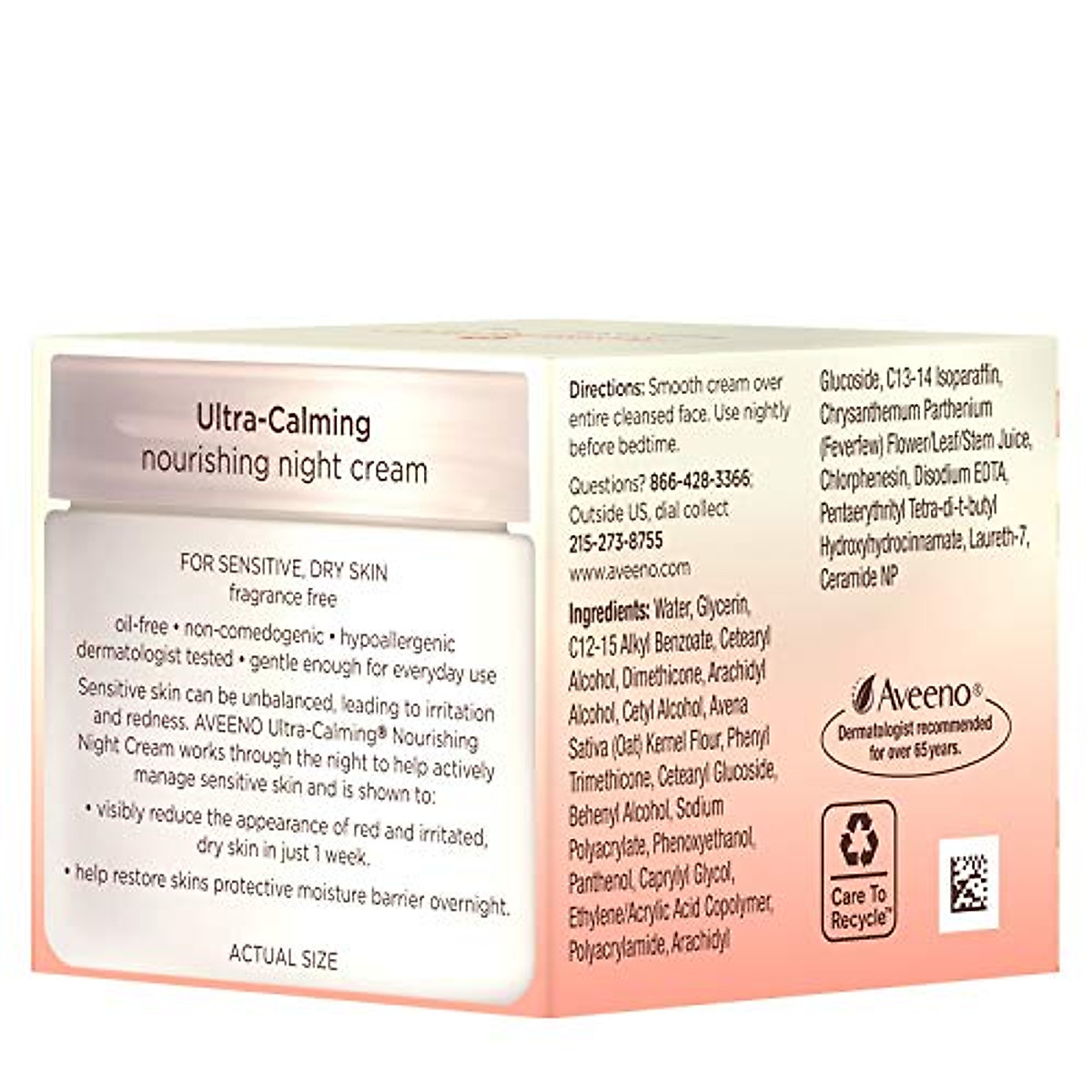 Aveeno Ultra-Calming Nourishing Night Cream, Fragrance Free, 1.7 Ounce
