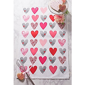 DII Valentine's Day Collection Kitchen, Dishtowel Set, 18X28", Hearts Collage, 2 Piece