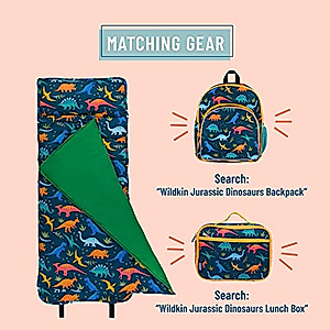 Wildkin Original Nap Mat with Reusable Pillow for Boys and Girls, Perfect for Elementary Sleeping Mat, Features Hook and Loop Fastener, Soft Cotton Blend Materials Nap Mat for Kids(Jurassic Dinosaurs)