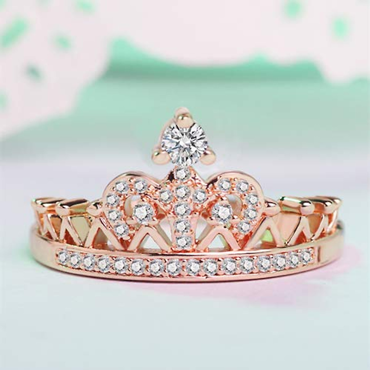 Fuqimanman2020 Princess Queen Promise Ring Crown Rings Gift for Womens and Girls