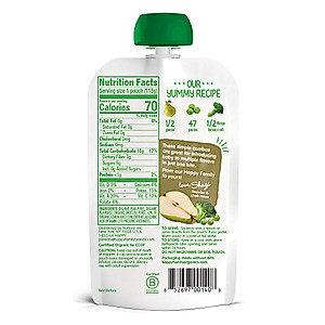 Happy Baby Organic Stage 2 Baby Food, Simple Combos, Broccoli, Pears & Peas, 4 Ounce (Pack of 16), 64 Ounce