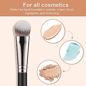 TEOYALL Angled Concealer Brush, Synthetic Contour Brush for Blending Setting Buffing with Liquid, Cream and Powder Cosmetic (Angled Brush)