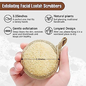 Face Exfoliating Loofah Scrubber Exfoliator Pads - Natural Luffa Facial Sponges Brush for Cleansing Exfoliation, Manual Face Cleanser Pad for Scrub Clean Facial Skin for Men Women Bath Shower, 6 Pack