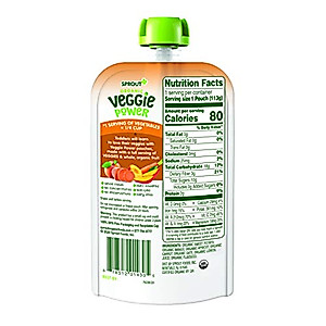 Sprout Organic Baby Food, Stage 4 Toddler Pouches, Sweet Potato Veggie Power Pack, 4 Oz Purees (Pack of 12)