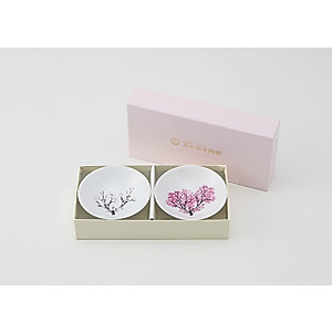 丸モ高木陶器 Japanese Sakura Cherry Blossom Color Changing Sake Cups (Pair), Magical Blooming Sake Cups