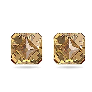 SWAROVKSI Ortyx stud earrings, Pyramid cut crystals, Yellow, Gold-tone Finish