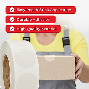 MESS Clear Round Labels (1,000/Roll, 1 Inch) Clear Round Stickers - Clear Labels and Wafer Tab Seals - Envelope Seal Stickers - Clear Stickers Circle Labels, Transparent Sealing Dots, Envelope Sealer