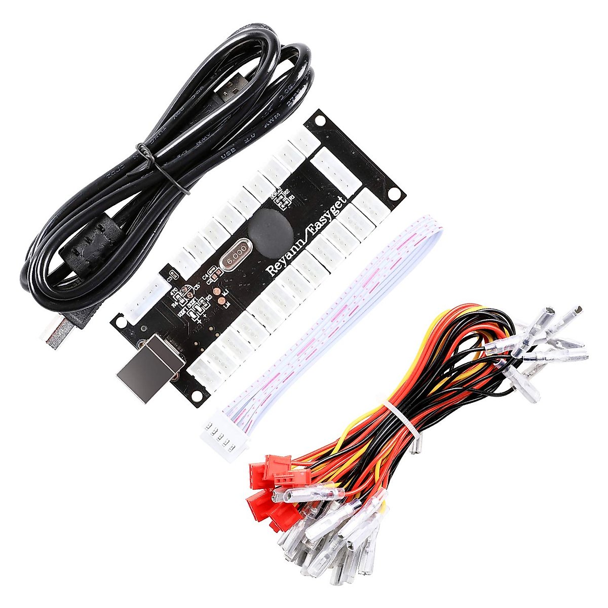 Easyget LED Arcade DIY Parts 2x Zero Delay USB Encoder + 2x 8 Way Joystick + 20x LED Illuminated Push Buttons for Mame Jamma Arcade Project Red + Blue Kits