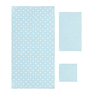 Comforance Easter Bath Towels Set for Bathroom, Soft Absorbent Durable Quick Dry Towel Set of 3 Multifuntion, 1 Bath Towel+1 Hand Towel +1 Washclothe, White Polka Dots Blue Background