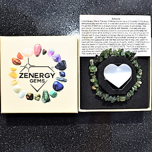 Zenergy Gems Charged Premium Natural Nephrite Inca Jade Chip Bead Bracelet + Moroccan Selenite Charging Crystal [Included]