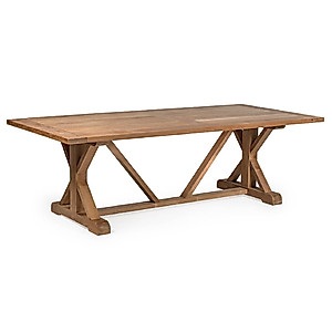 TITAN GREAT OUTDOORS Ash & Ember Savannah Grade A Teak 96" Rectangular Farmhouse Dining, Indoor Outdoor Patio Furniture, Weather Resistant Solid Wood for Garden, Backyard, Patio, Tightly Spaced Slats