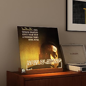 YuanDian Now Playing Vinyl Stand, Light up Now Spinning Record Stand, Wooden Acrylic Holder for Vinyl Album Display Storage, Vinyl Record LED Display Storage Collection Holder