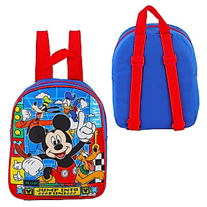 Mickey Mouse Mini Backpack with Lunch Box Set - 4 Pc Bundle with 11" Mickey Backpack, Mickey Mouse Lunch Bag, Temporary Tattoos, More | Mickey Mouse Backpack for Toddler