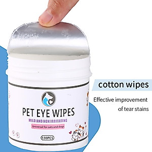 Goufgui Dog Eye Wipes130Count,Natural Plant Ingredients,Effectively Removes Eye Dirt,Eye Secretions,Mucus Secretions,Improve Tear Stains,Suitable for Daily Cleaning and Care of Cats and Dogs Eye Wipes