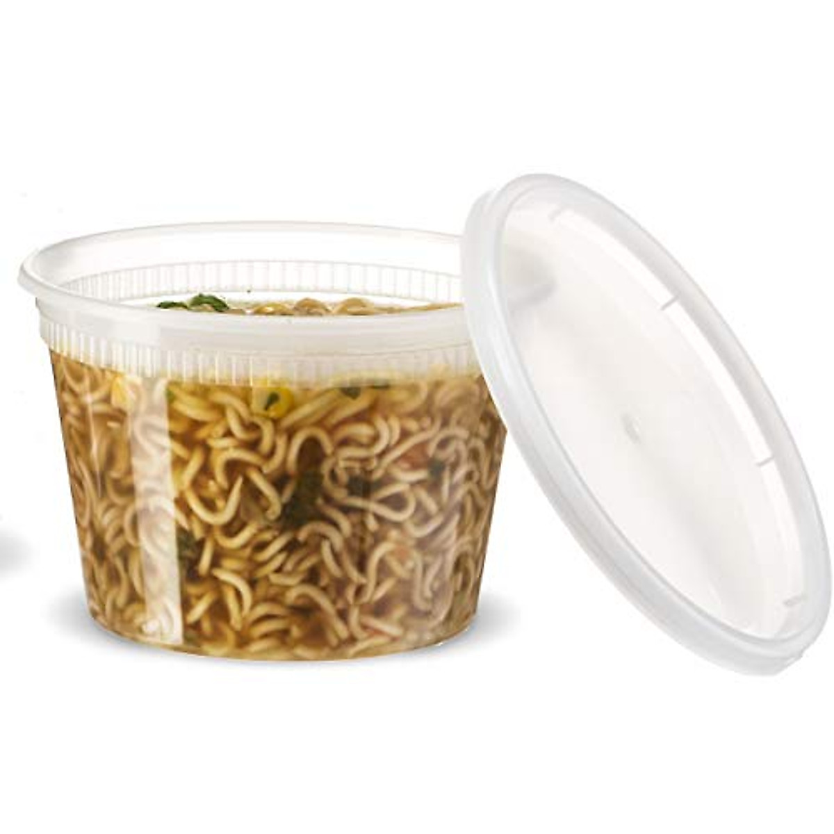 Basix [24 Count 16 Oz Combo] Disposable plastic Deli Food Storage Containers With Plastic Lids, Leakproof, Great For Meal Prep, Picnic, Take Out, traveling, Fruits, Snack, or Liquids