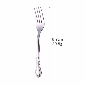 Dinner Fork Salad Dessert Forks Rose Pattern 12 Pieces, BUY&USE Silver Stainless Steel 7.3-Inch Flatware