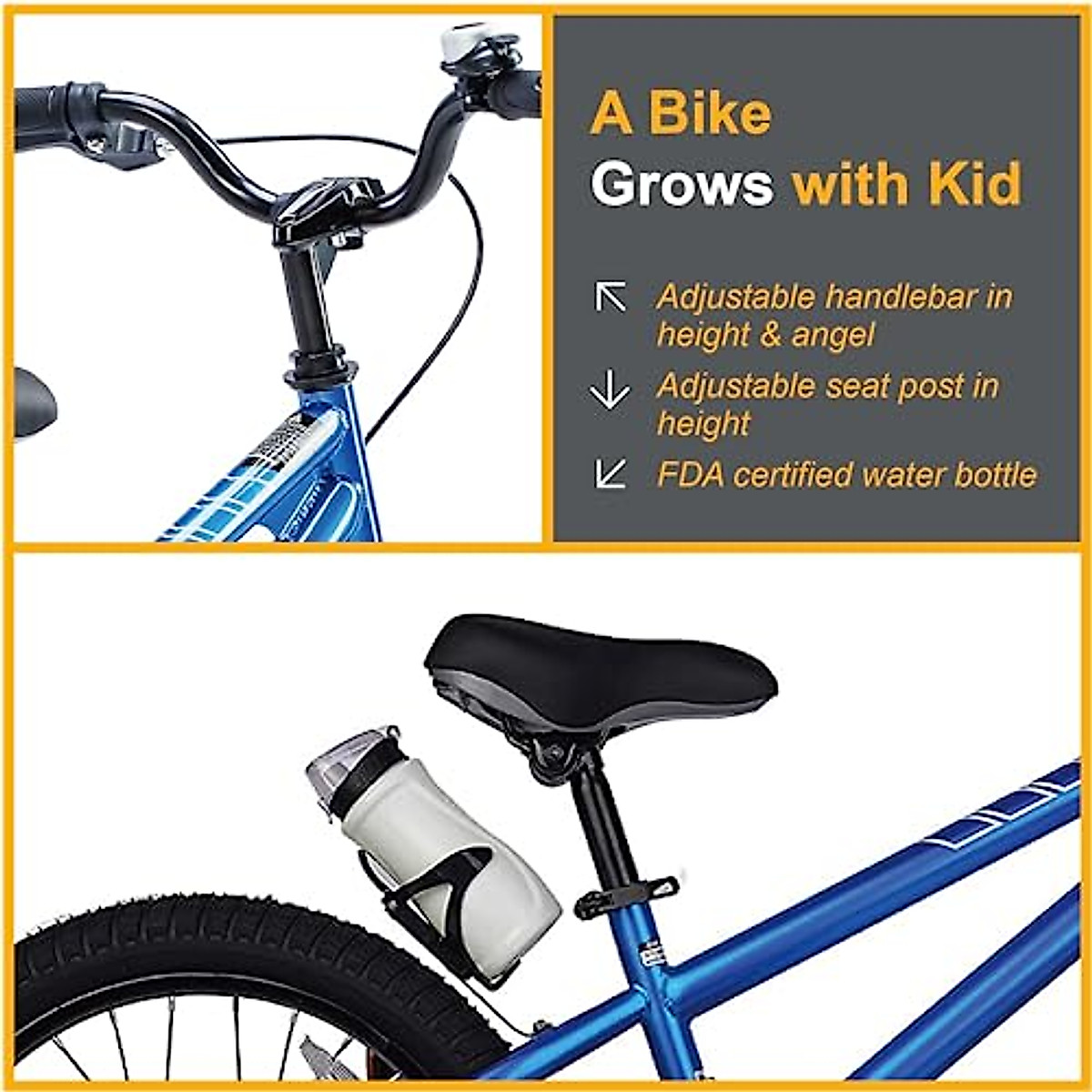 RoyalBaby Freestyle Kids Bike Boys Girls 18 Inch BMX Childrens Bicycle with Kickstand for Ages 5-8 years, Blue
