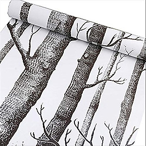 HOYOYO 17.8 x 118 Inches Self-Adhesive Shelf Liner, Self-Adhesive Shelf Liner Dresser Drawer Paper Wall Sticket Home Decoration, Black Tree