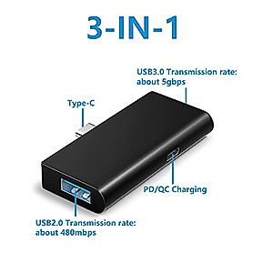 Mini USB C Hub, 3-in-1 Multi-Port Hub, Type C Adapter Docking Station with PD Charging, Suitable for iPad Pro, MacBook Air, Galaxy Note 10, S9, S10, S20, S21 Ultra, MacBook and Other USB C Laptops