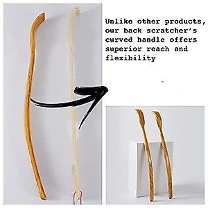 ITCHY-BAN Oversized Wooden Back Scratcher: 18'' Extended Curved Handle for Better Reach, Handcrafted to Perfection, Instant Itch Relief, Gentle on Skin Leave No Scratch Marks (Yellow)