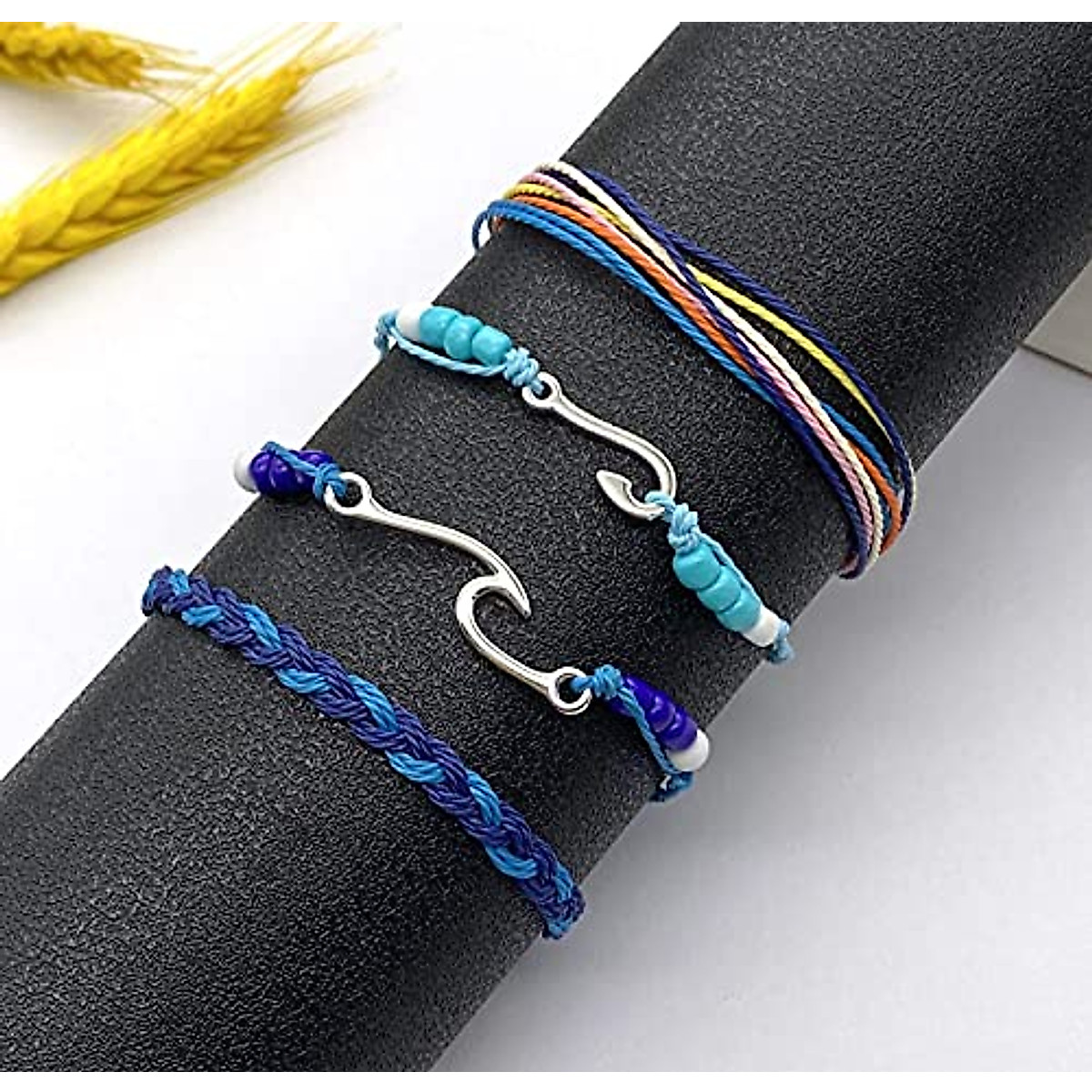 Long tiantian Wave Bracelets for Teen Girls Cute Boho Braided String Beach Ocean Bracelet for Women Summer Jewelry Gift (O)