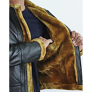 SpazeUp b3 men real shearling sheepskin flying ww2 aviator raf bomber jacket