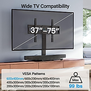 PERLESMITH Universal Swivel TV Stand Base, Table Top TV Stand for 37 to 65, 70 inch LCD LED TVs, Height Adjustable TV Mount Stand with Tempered Glass Base, VESA 600x400mm, Holds up to 88lbs, PSTVS13