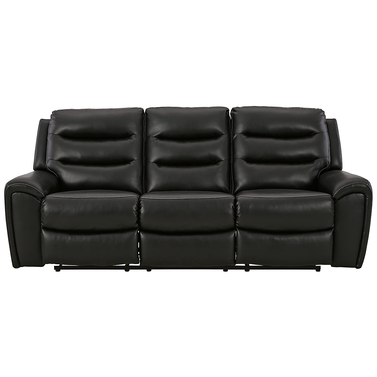 Signature Design by Ashley Warlin Modern Faux Leather Tufted Power Reclining Sofa with Adjustable Headrest, Black