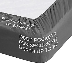 Pure Bedding Bed Sheets - Full Sheet Set [6-Piece, Dark Grey] - Hotel Luxury 1800 Brushed Microfiber - Soft and Breathable - Deep Pocket Fitted Sheet, Flat Sheet, Pillow Cases