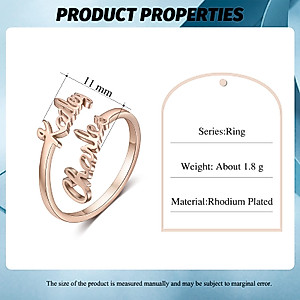 Jewelstruck Personalized Rings for Women Rings with 2 Names Statement Ring Custom Mother Daughter Rings Gift for Wife Mom Grandma Best Friend Rings (Rose gold)