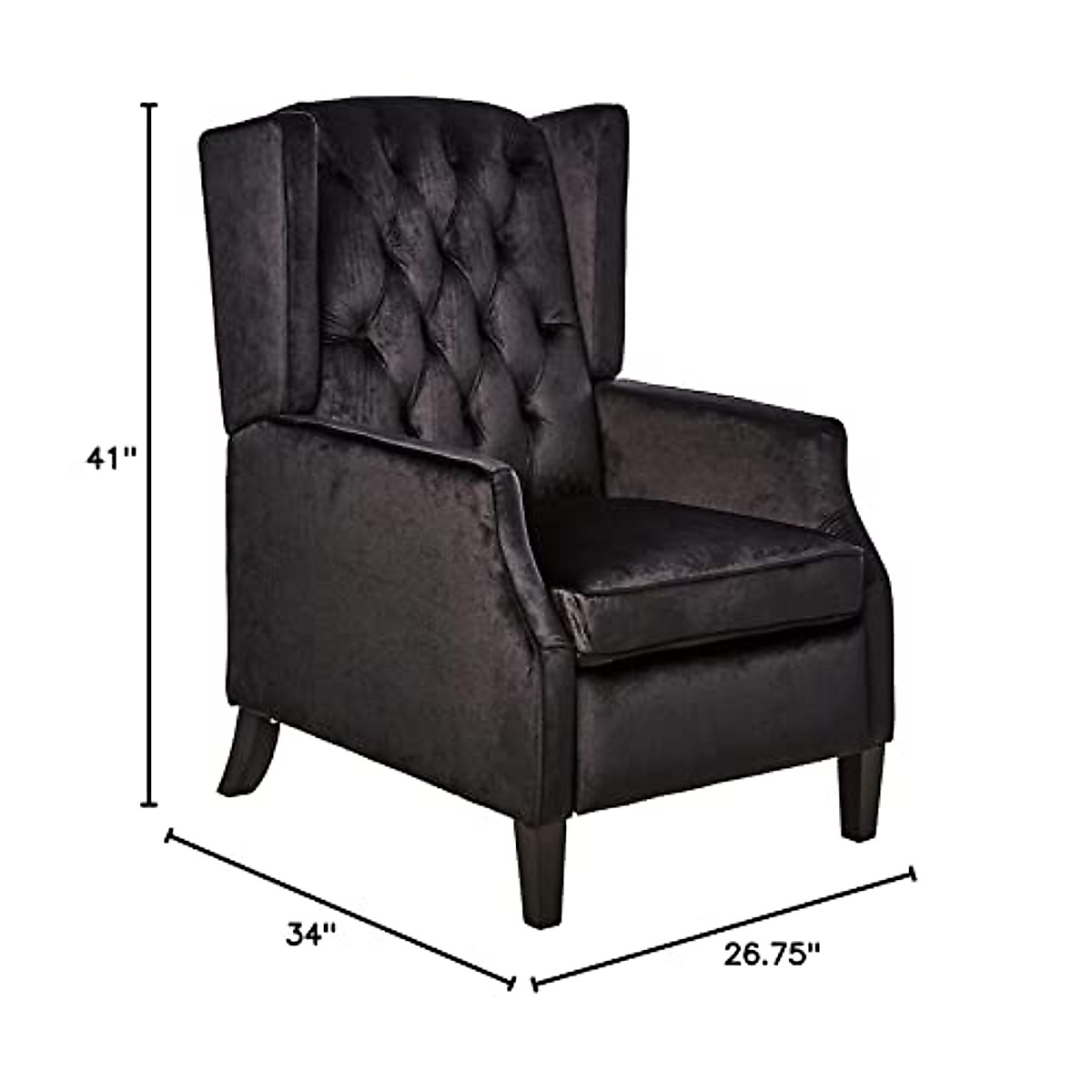 Christopher Knight Home Diana Wingback Recliner, Black + Dark Brown