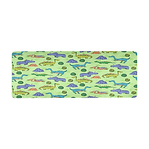 Qilmy Cute Dinosaurs Yoga Mat & Exercise Mat for Kid and Tween/Adult - Family Exercise Game - Easy to Clean (71”x26”X 1mm)