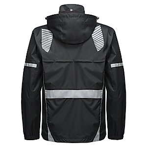 Little Donkey Andy Men's Waterproof Cycling Rain Jacket Reflective Rain Shell Coat Outdoor Packable Windbreaker Removable Hood Raincoats for Running,Hiking,Golf,Travel Black XL