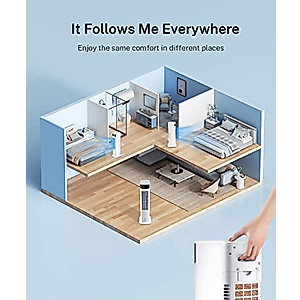 KEGIAN Portable Evaporative Air Cooler, Swamp Cooler with 80°Oscillation, 3 Speeds, 12H Timer, Remote & Panel Control, Bladeless Cooling Fan for Home, Office, and Bedroom