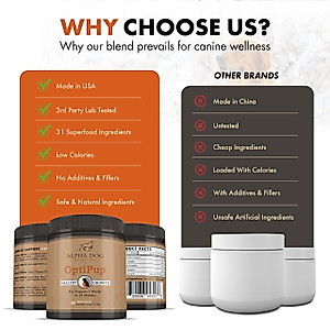 Alpha Dog Nutrition OptiPup All-in-1 Puppy Multivitamin Contains 31 Superfoods Including Probiotics and Prebiotics for Digestive Support, Skin & Immune Health, and Optimum Growth (60 Servings)