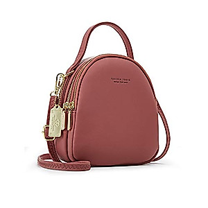 PORRASSO Mini Backpack Women Fashion Handbag Girl Waterproof Cross-body Bag with Earphone Hole Ladies Leather Daypack Dating Travel Small Rucksack Lotus Pink