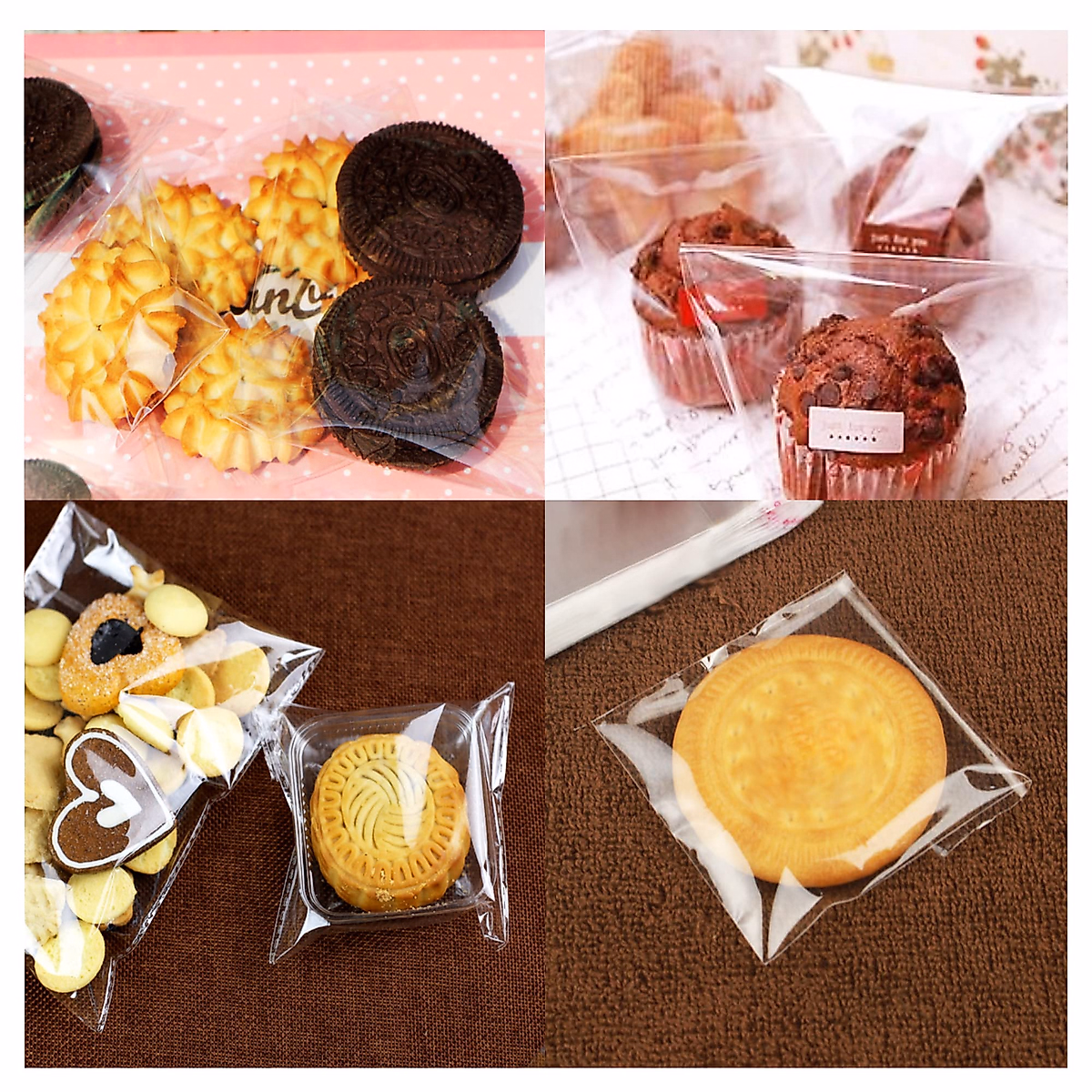 Doutop Clear Tiny Cello Bags 3x4 200pcs Self-Sealing Cellophane Bags OPP Poly Plastic Bags for Jewelry Earrings Candies Bakery Candle Soap Cookie (9 Sizes to Choose from)