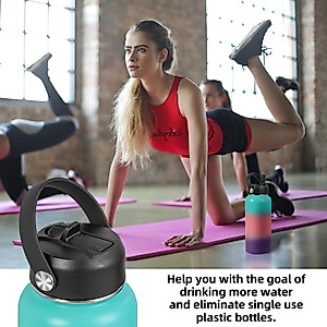 Tonlinco Straw Lid for Hydroflask Wide Mouth,Lids With Straw Compatible with Hydro Flask 20 32 40 oz Wide Mouth Wide Mouth Straw Lid Compatibility Most Sports Water Bottle (Black)