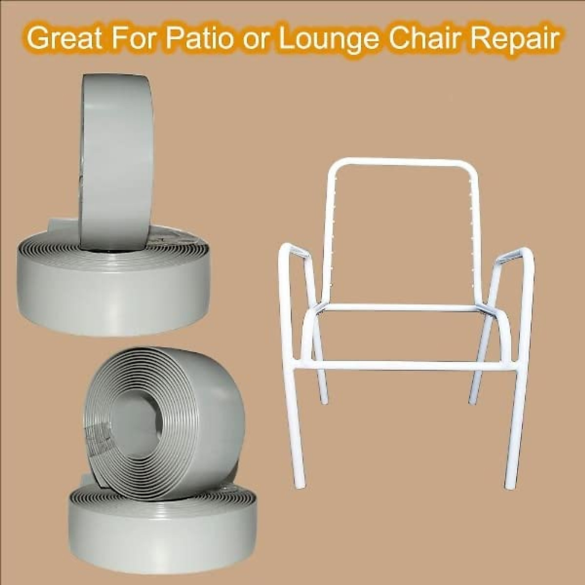 1" Wide Vinyl Chair Strap Repair & Replacement Matte Finish for Patio Pool Lawn Garden Furniture 20' Durable Roll - Best for Strapping, Repair & Restoration (Gray Color #219)