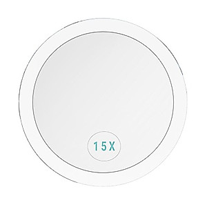 Essential Skin Solutions 15X Magnifying Mirror – Use for Makeup Application - Tweezing – and Blackhead/Blemish Removal – 6 Inch Round Mirror with Three Suction Cups for Easy Mounting