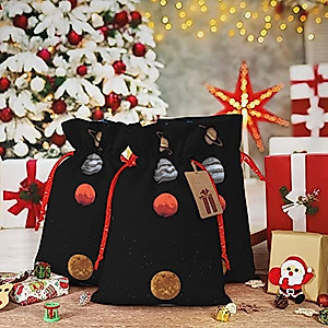 Drawstrings Christmas Gift Bags Galaxy-Starry-Sky-Planets Presents Wrapping Bags Xmas Gift Wrapping Sacks Pouches Medium