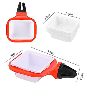 WXJ13 4 Pieces Sauce Holder for Car Dip Vent Clip for Sauce Mini Sauce Holder with 10 Replacement Jam Box Mini Dipping Cups Removable Dipping Sauces Holder Dipping Dish Container for Ketchup
