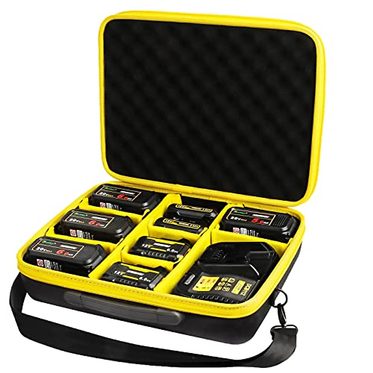 ZLWAWAOL Extra Large Battery Storage Holder Case for Dewalt 20V 60V 12V 18V Max Battery & Charger, Tool Batteries Carrying Box, Holds 20V 60V 2.0/3.0/4.0/5.0/6.0/9.0-Ah Batteries(Bag Only)