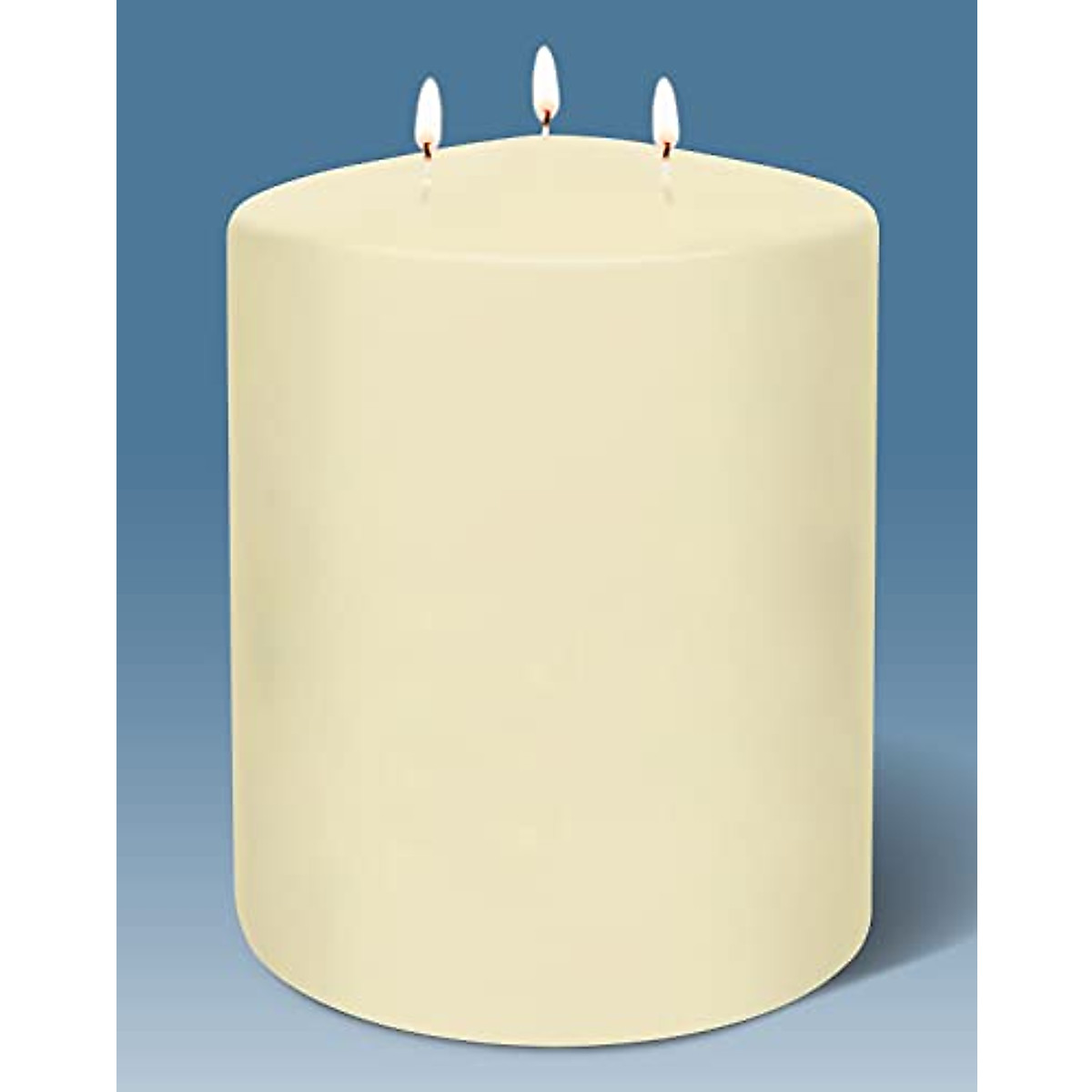 HYOOLA Ivory Three Wick Large Candle - 6 x 8 Inch - Unscented Big Pillar Candles - 188 Hour - European Made